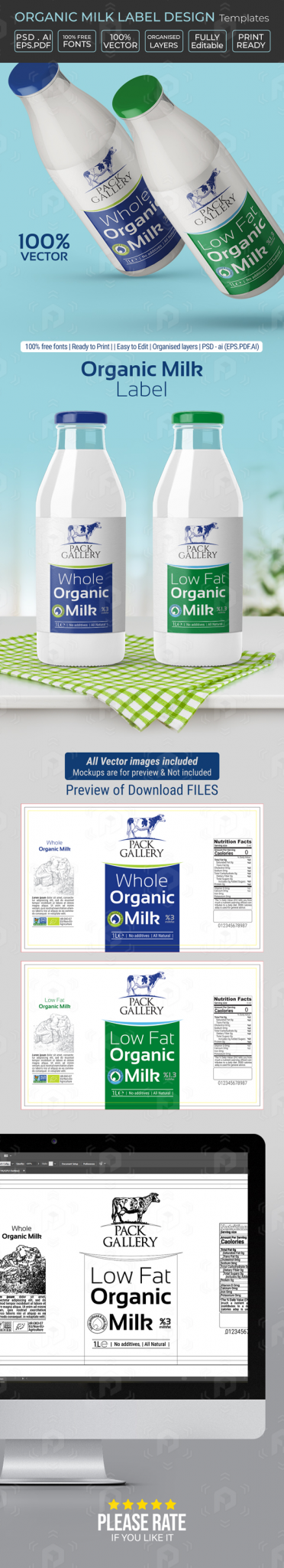 Organic Milk Label Design Templates - packgallery